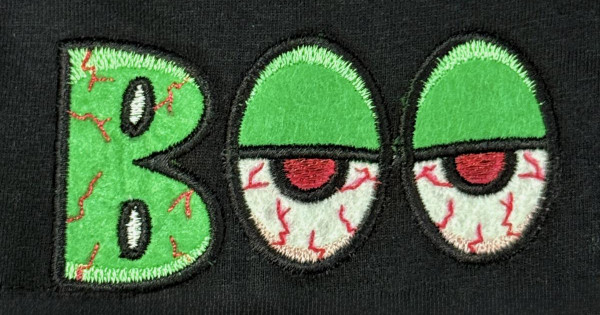 Spooky BOO With Monster Eyes Embroidery Design - Instant Download