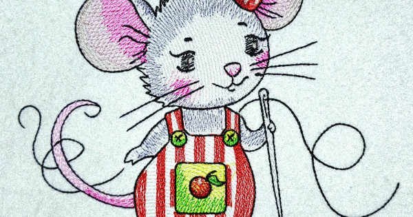Adorable Sewing Mouse With Needle And Thread Embroidery Design ...
