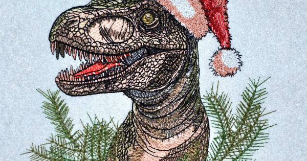 Christmas T-Rex Embroidery Design - Instant Download