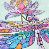 Colorful Dragonfly With Flower Embroidery Design - Instant Download