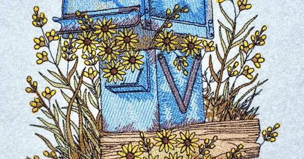 Floral Mail Box Embroidery Design - Instant Download