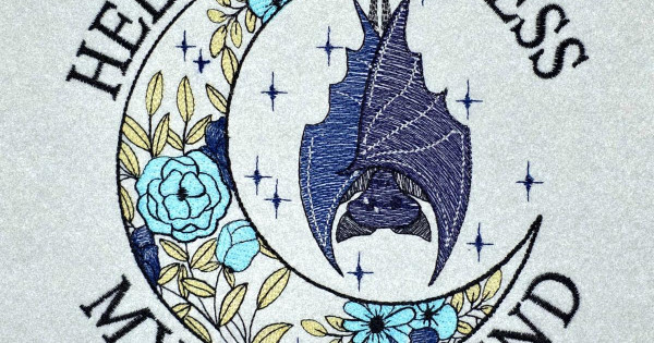 Hello Darkness My Old Friend Crescent Moon Embroidery Design - Instant ...