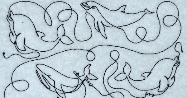 Ocean Whale Quilting Pattern Embroidery Design - Instant Download