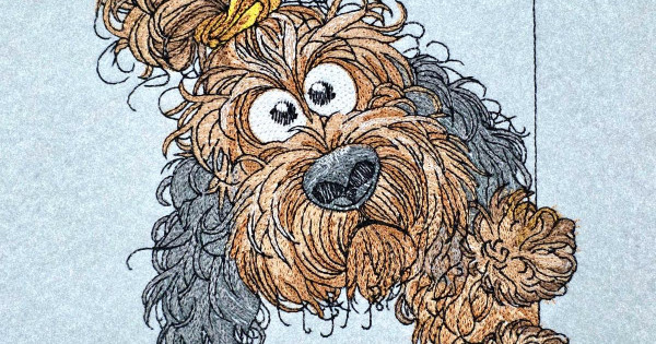 Peeking Doodle Dog Embroidery Design - Instant Download