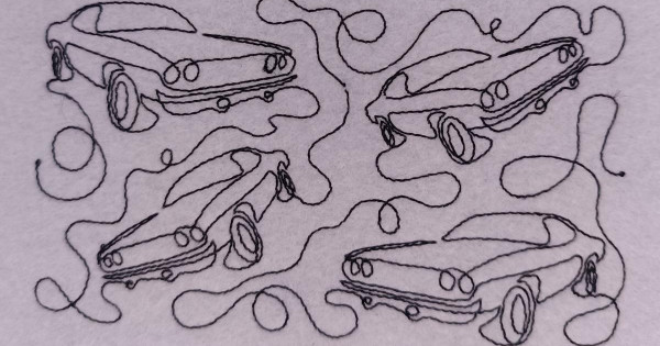 Vintage Car Quilting Pattern Embroidery Design - Instant Download
