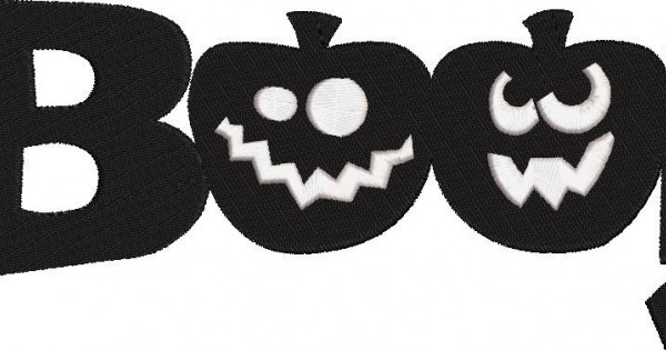 Halloween Boo Word Art Embroidery Pattern