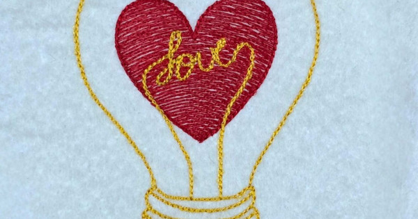 Love Light Bulb Embroidery Design - Instant Download