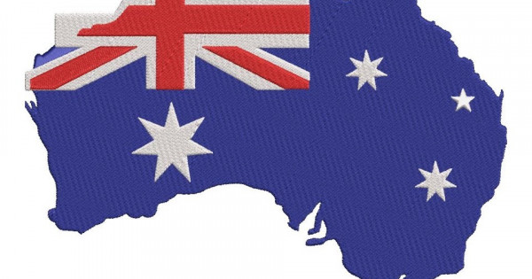 Australia Map With Flag Embroidery Design