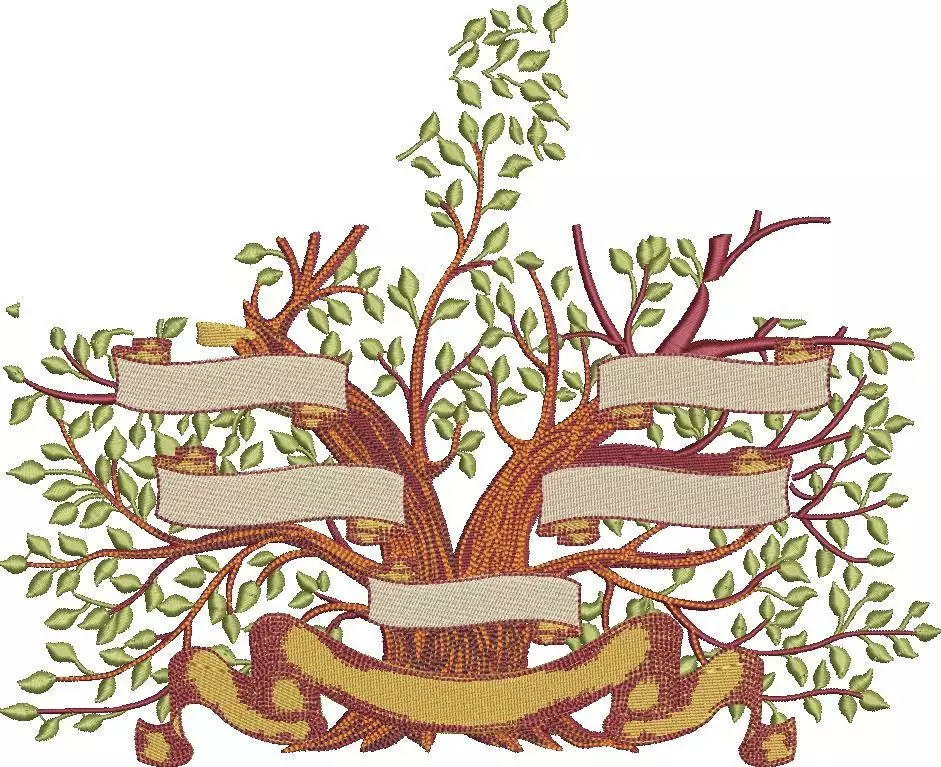 Family Tree Embroidery Design