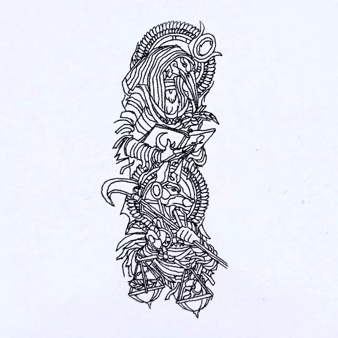 Egyptian Line Art Embroidery Design - Instant Download