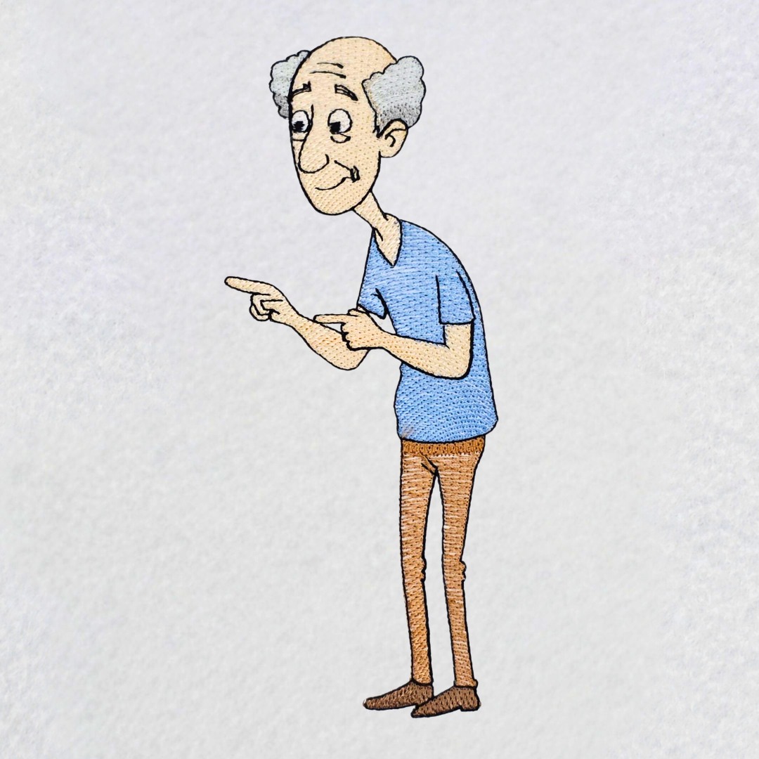 Old Man Embroidery Design - Instant Download