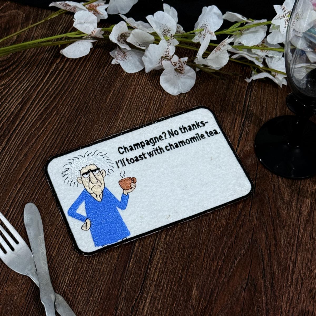 Funny Chamomile Tea Mug Rug Embroidery Design - Instant Download